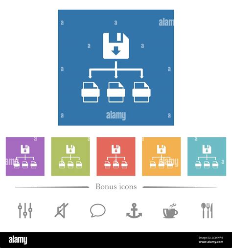 Save File As Multiple Format Flat White Icons In Square Backgrounds 6