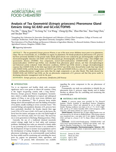 Pdf Analysis Of Tea Geometrid Ectropis Grisescens Pheromone Gland