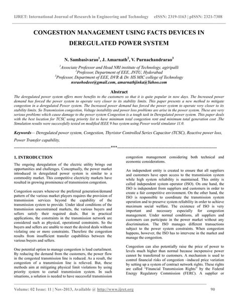 Congestion Management Using Facts Devices In Deregulated Power System Pdf