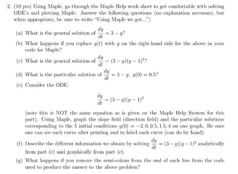 Solved Using Maple Go Through The Maple Help Work Sheet To