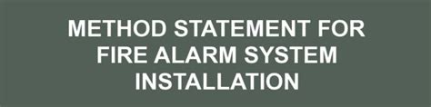 Method Statement For Fire Alarm System Installation