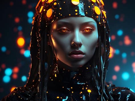 Premium Ai Image Dot Matrix Style Portrait Of A Mysterious Female