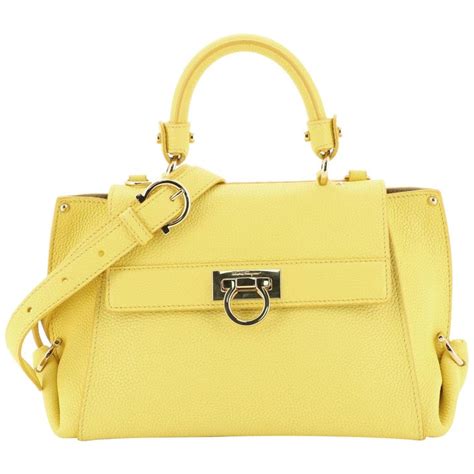 Salvatore Ferragamo Sofia Satchel Pebbled Leather Small At 1stdibs