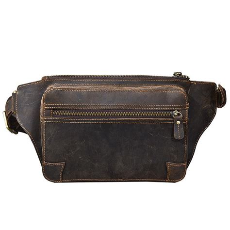 Vintage Leather Fanny Pack Mens Waist Bag Hip Pack Belt Bag For Men