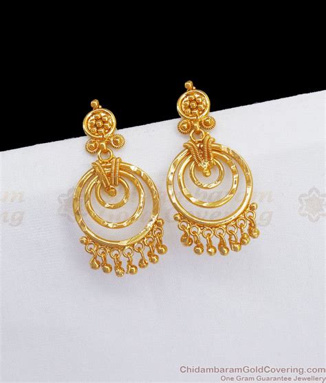 Buy Simple Plain Gold Earring Dangler Design Er3327