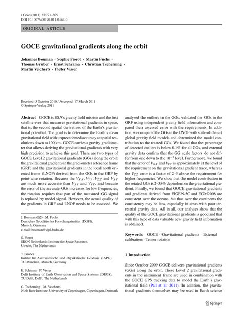 Pdf Goce Gravitational Gradients Along The Orbit