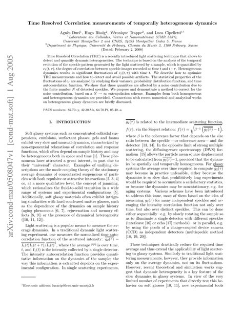 Pdf Time Resolved Correlation Measurements Of Temporally