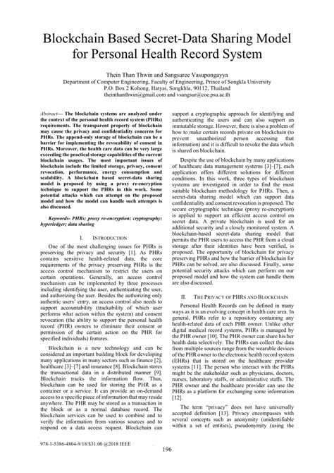 Pdf Blockchain Based Secret Data Sharing Model For Personal Health