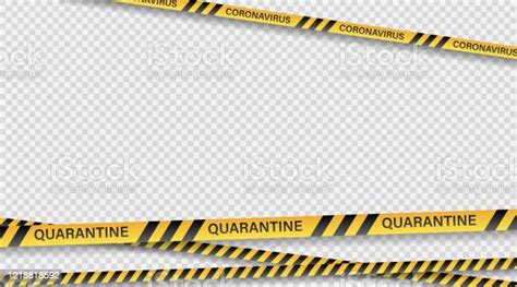 노란색과 검은 색 줄무늬와 코로나 바이러스 격리 배너 경고 바이러스 코비드19 복사 공간이 있는 파란색 배경입니다 격리 생물 위험 기호 벡터 2019년에 대한 스톡 벡터