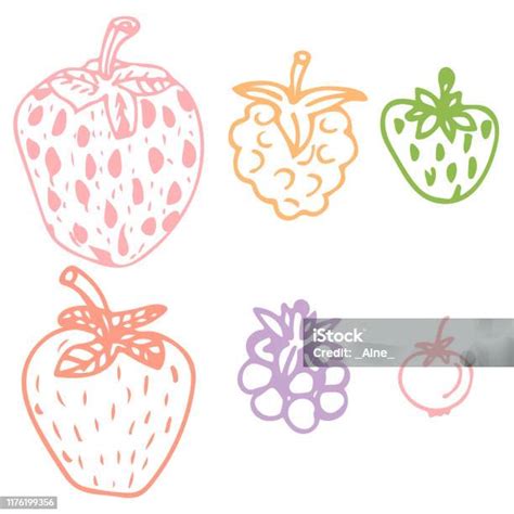 귀여운 손으로 그린 베리 세트 흰색 배경에 고립 된 딸기 라즈베리 폭스 베리 블랙 베리의 스케치 벡터 그림입니다 개체 그룹에 대한 스톡 벡터 아트 및 기타 이미지 Istock