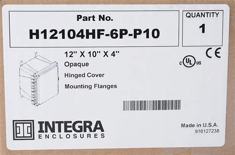 Enclosure 12 X 10 X 4in Wall Mount Polycarbonate Pn H12104hf 6p
