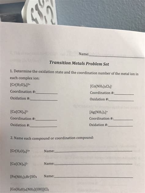 Solved Determine The Oxidation State And The Coordination