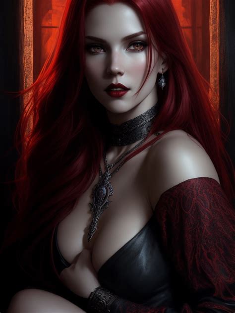 Beautiful Gorgeous Vampire Woman Red Hair Vikin 3 by arrojado on DeviantArt