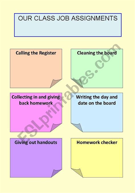Class Jobs Assignments Esl Worksheet By Crispego