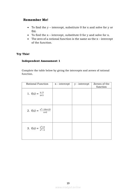 General Mathematics Module 10 Solving Real Life Problems Involving Rational Functions