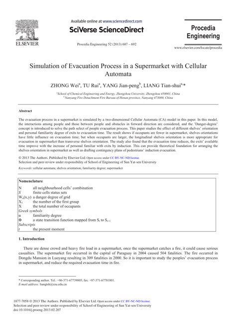 Pdf Simulation Of Evacuation Process In A Supermarket With Cellular Automata
