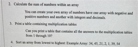 Solved Calculate The Sum Of Numbers Within An Array You Chegg
