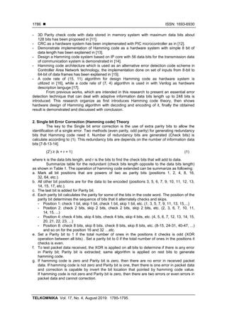 Design And Implementation Of Single Bit Error Correction Linear Block Code System Based On FPGA