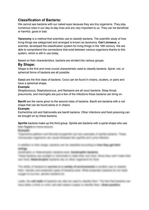 Solution Classification Of Bacteria Studypool