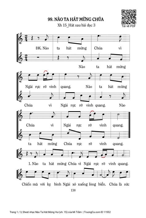 Sheet Nào Ta Hát Mừng Vui Xh 15 Pdf Lyrics And Chords