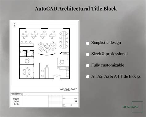 Sleek Autocad Title Block Template Minimalist Architectural Dwg Etsy