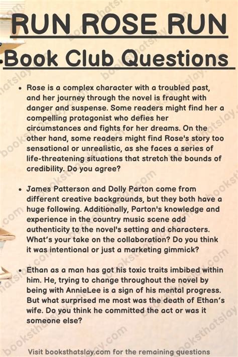 10 Run Rose Run Book Club Questions For Discussion