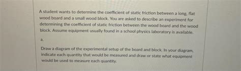 Solved A Student Wants To Determine The Coefficient Of Chegg