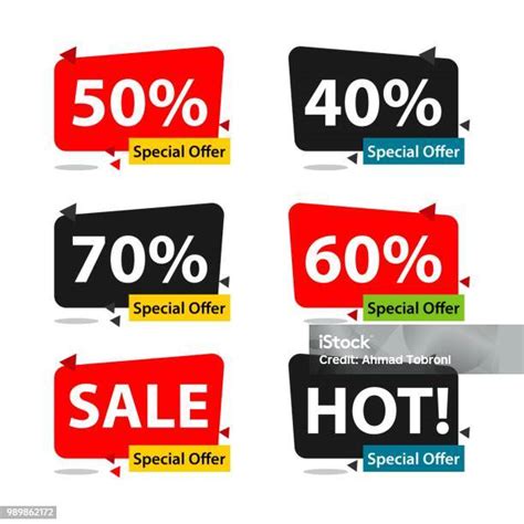 Label Diskon Set Desain Template Vektor Ilustrasi Stok Unduh Gambar