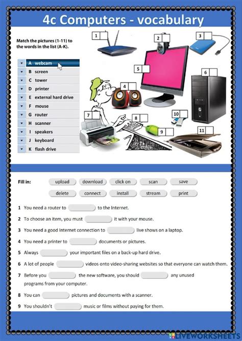 a computer worksheet with four different types of computers