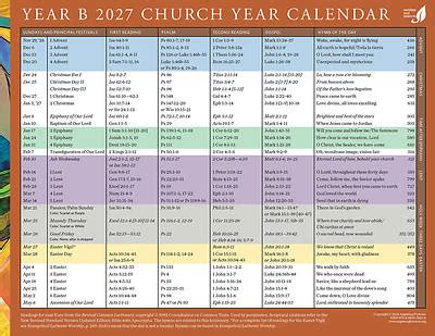 Church Year Calendar 2027 Year B