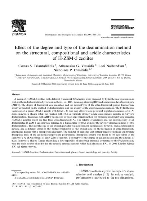 Pdf Effect Of The Degree And Type Of The Dealumination Method On The Structural Compositional