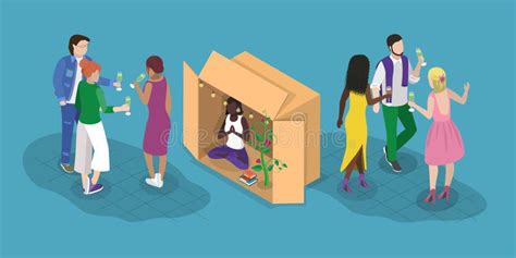 3d Isometric Flat Vector Illustration Of Introvert Vs Extravert Stock