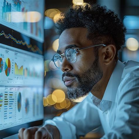 A Man Working On A Computer With A Graph Showing That It Is Graphing