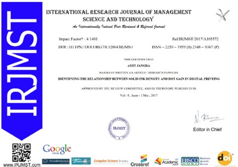 Pdf Identifying The Relationship Between Solid Ink Density And Dot