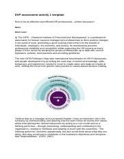 CIPD DVP 2 Docx DVP Assessment Activity 1 Template How To Be An Effective And Efficient HR