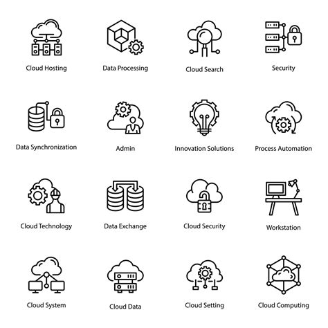 Cloud Hosting Line Icons Pack 16762438 Vector Art At Vecteezy
