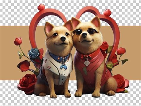 Premium Psd 3d Dog Couple