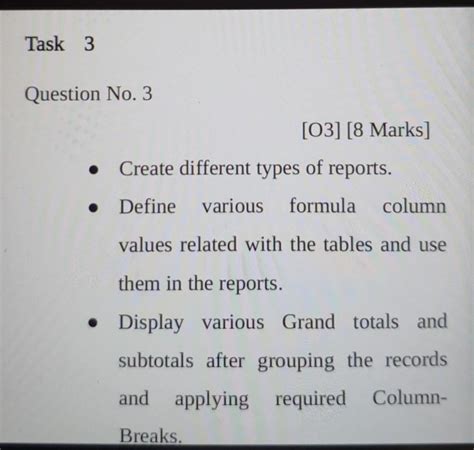 Solved Task Question No Marks Create Chegg