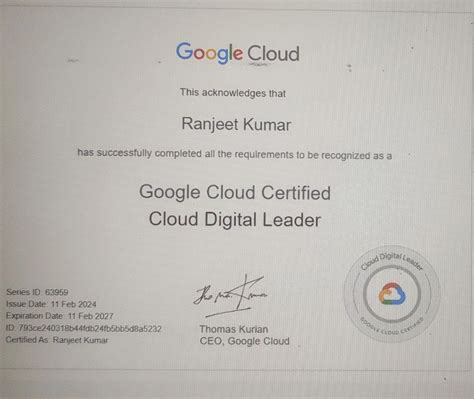 Ranjeet Kumar On Linkedin I Am Happy To Share That Ive Obtained A New Certification Cloud