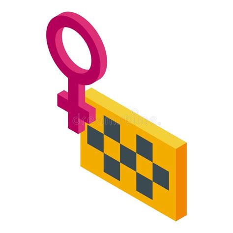 Female Gender Sign Over Checker Pattern Representing Taxi For Women