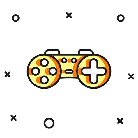 Filled Outline Gamepad Icon Isolated On White Background Game Controller Flat Filled Outline