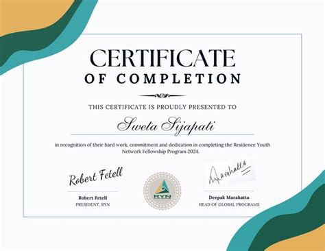 Thrilled To Announce That I Completed The Resilience Youth Network Fellowship 2024 Thank You