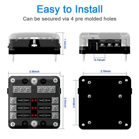 SOYOND Waterproof Fuse Block Fuse Box With Led Indicator Damp Proof Cover 12 Circuits With