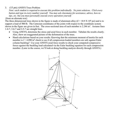Pts ANSYS Truss Problem Note Each Student Is Chegg