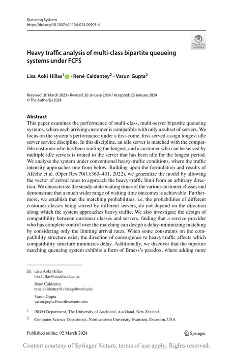 Pdf Heavy Traffic Analysis Of Multi Class Bipartite Queueing Systems Under Fcfs
