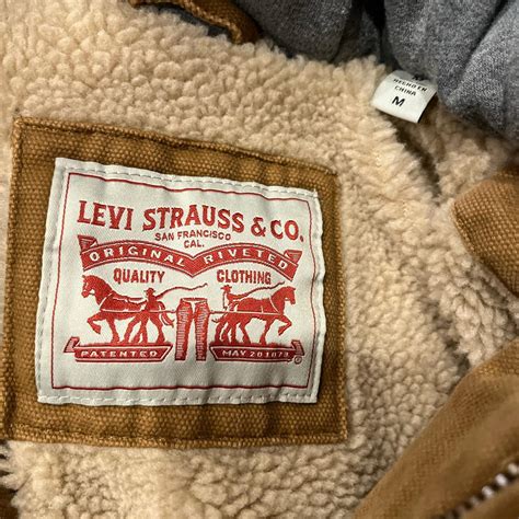 Levis Brown Hooded Jacket Mens Medium Depop