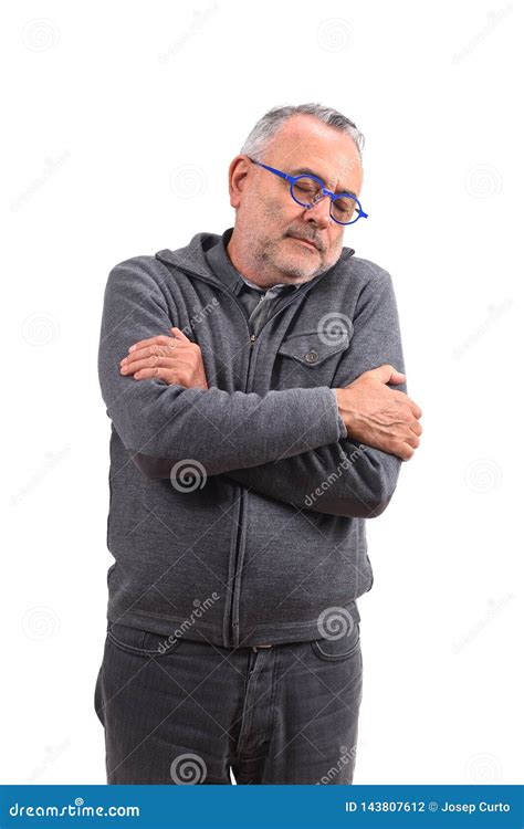 Man Hugging On White Background Stock Photo Image Of Face Mature