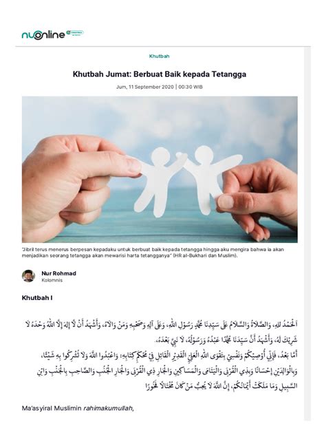 Khutbah Jumat_ Berbuat Baik Kepada Tetangga | PDF
