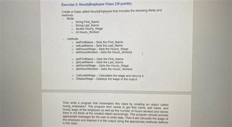 solved exercise 2 hourlyemployee class 30 points create a