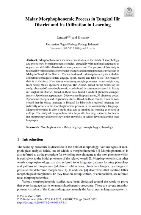 Pdf Malay Morphophonemic Process In Tungkal Ilir District And Its
